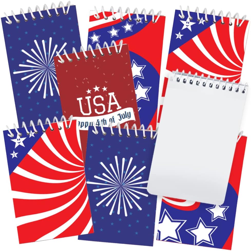 Mini Spiral Notebooks Patriotic Notepad 12 Pack
